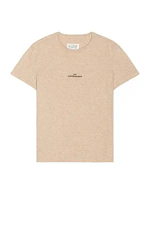 MAISON MARGIELA Maison Margiela Upside Down Logo Tee In Charcoal Beige