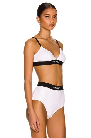 TOM FORD Logo Bra In Grey - White