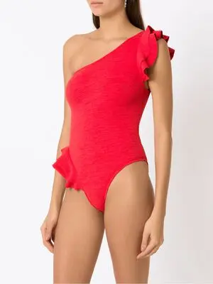 CLUBE BOSSA Koss Ruffle-trimmed One-shoulder Swimsuit - Red