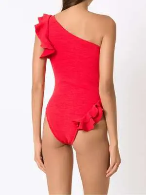 CLUBE BOSSA Koss Ruffle-trimmed One-shoulder Swimsuit - Red