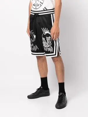 HACULLA. Embroidered Mesh-panel Basketball Shorts - Black