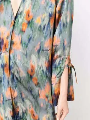 Off-White Abstract-print Draped Dress - Orange
