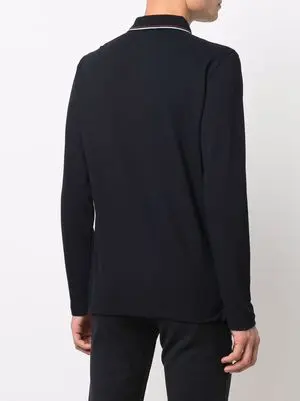 Emporio Armani Longsleeved Logo-print Polo Shirt - Blue