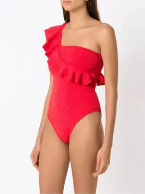 CLUBE BOSSA Siola One-shoulder Ruffle Swimsuit - Red