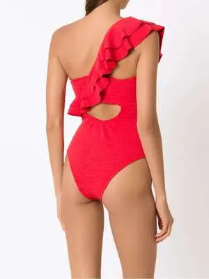CLUBE BOSSA Siola One-shoulder Ruffle Swimsuit - Red