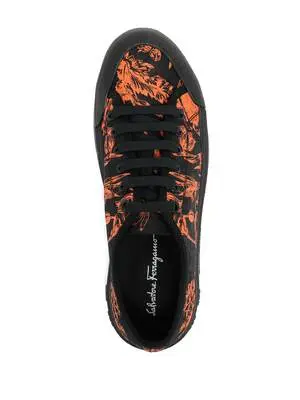 FERRAGAMO Pattern-print Low-top Sneakers - Orange