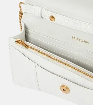 Balenciaga Hourglass Leather Wallet On Chain - White