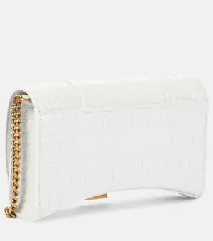 Balenciaga Hourglass Leather Wallet On Chain - White