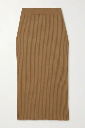Max Mara Leisure Boheme Ribbed Wool Midi Skirt