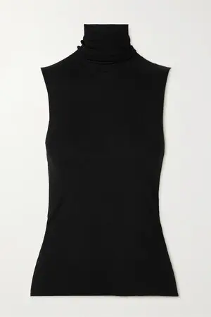 THE ROW Desio Ribbed Silk Turtleneck Top