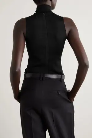 THE ROW Desio Ribbed Silk Turtleneck Top