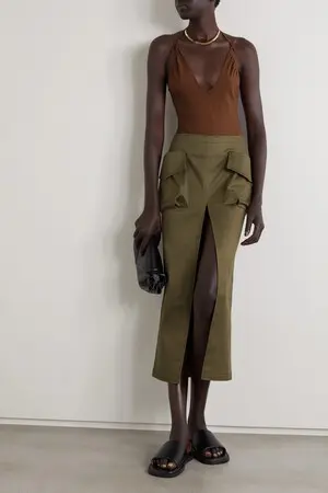 Zeynep Arçay Tie-detailed Stretch-knit Bodysuit