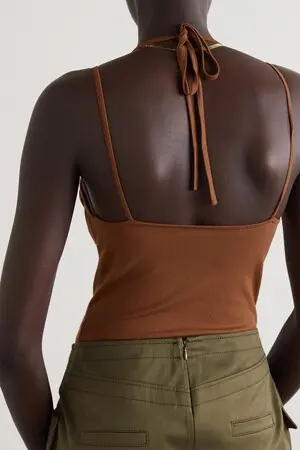 Zeynep Arçay Tie-detailed Stretch-knit Bodysuit