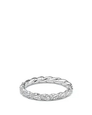 David Yurman David Yurman Paveflex Ring With Diamonds In 18K White Gold White