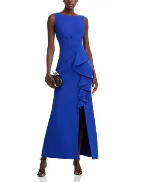 Eliza J Sleeveless Ruffled Gown - Cobalt