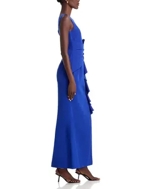 Eliza J Sleeveless Ruffled Gown - Cobalt