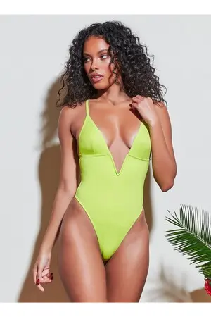 Fleur Du Mal V Wire One Piece Swimsuit - Green