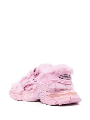 Balenciaga Faux-fur Track Sandals - Pink