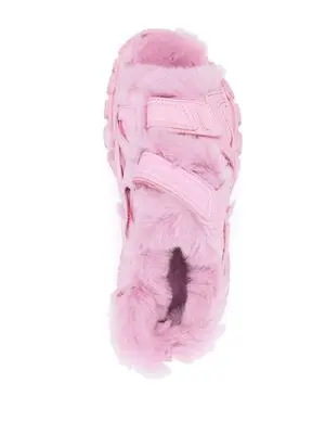 Balenciaga Faux-fur Track Sandals - Pink
