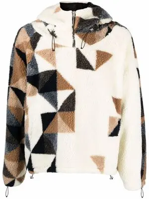 424 Fleece Geometric-detail Sweatshirt - Neutrals