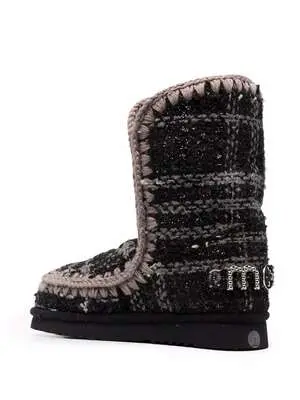 Mou Tartan Calf-length Boots - Black
