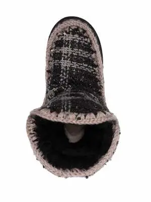 Mou Tartan Calf-length Boots - Black