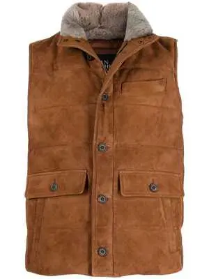 MAN ON THE BOON. Quilted Suede Down Gilet