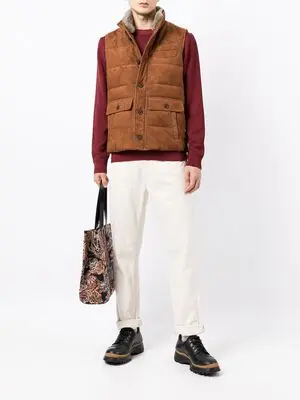 MAN ON THE BOON. Quilted Suede Down Gilet