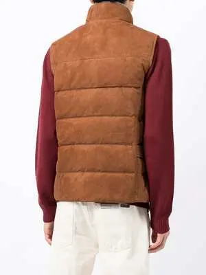 MAN ON THE BOON. Quilted Suede Down Gilet