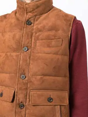 MAN ON THE BOON. Quilted Suede Down Gilet