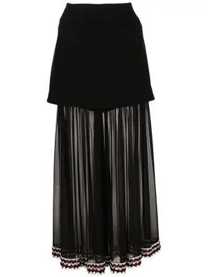 Proenza Schouler Crochet-trim Chiffon Panel Skirt - Black
