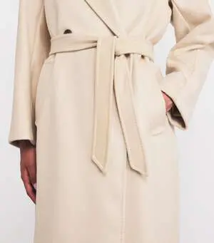 Max Mara Virgin Wool Belted Coat - White