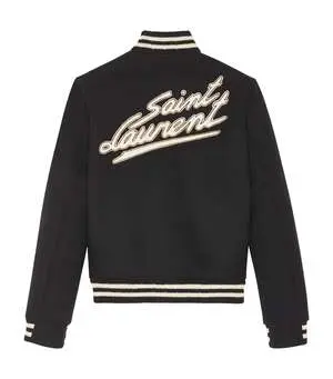 Saint Laurent Wool-rich Logo Bomber Jacket