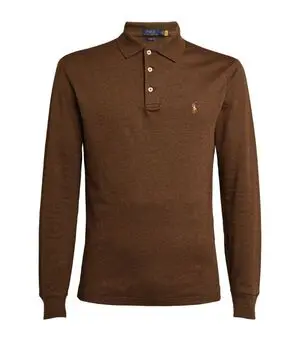 Polo Ralph Lauren POLO RALPH LAUREN Pima Cotton Long-Sleeve Polo Shirt Brown