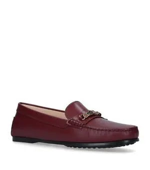 TOD'S Gommino Leather Driving Loafers - Burgundy
