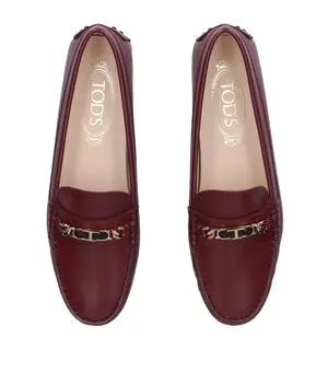 TOD'S Gommino Leather Driving Loafers - Burgundy