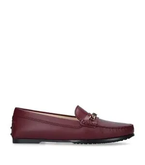 TOD'S Gommino Leather Driving Loafers - Burgundy