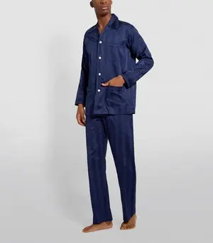 Derek Rose Lingfield Stripe Pyjama Set - Navy