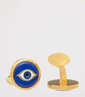Halcyon Days Gold And Enamel Evil Eye Cufflinks