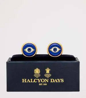 Halcyon Days Gold And Enamel Evil Eye Cufflinks