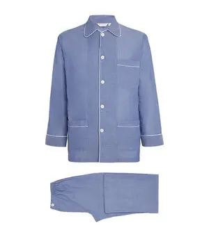 Derek Rose Amalfi Classic Fit Pyjama Set - Blue