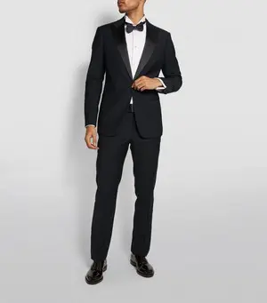 Giorgio Armani Silk-trimmed Tuxedo Suit - Blue