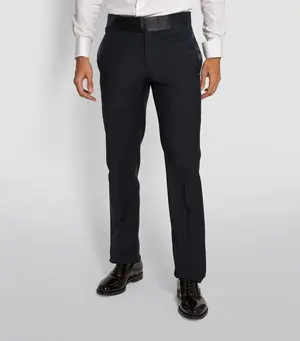 Giorgio Armani Silk-trimmed Tuxedo Suit - Blue