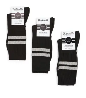 Pantherella Striped Crew Socks - Black