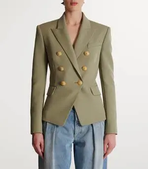 Balmain Wool Double-breasted Blazer - Green