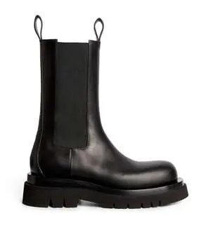 Bottega Veneta Tire Rubber Trimmed Leather Chelsea Boots For Women