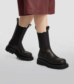 Bottega Veneta Leather Lug Boots - Black