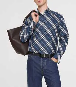 Burberry Cotton Poplin Check Shirt - Blue