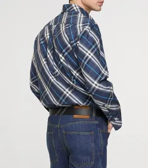 Burberry Cotton Poplin Check Shirt - Blue