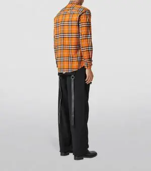 Burberry Cotton Poplin Check Shirt - Orange